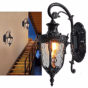 Bazargame Outdoor Wall Lantern,Outdoor Lighting Lantern Lamp,Dusk to Dawn Sensor Outdoor Wall Sconce,for Courtyard Garden House Garage Entrance