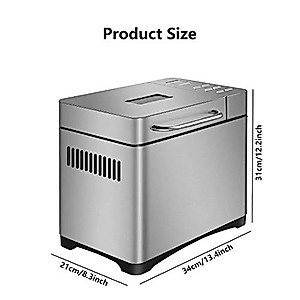 Automatic Bread Machine, Family Bread Maker Professional Non-Stick Breadmaker with Automatic Fruit Nuts Dispenser, 17 Progammes, 15 Hours Timing, 500g /750g/ 1000g Weight Settings