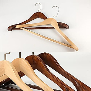 Yu2d 🌹🌹 High-Grade Wide Shoulder Wooden Coat Hangers - Solid Wood Suit Hanger（G）