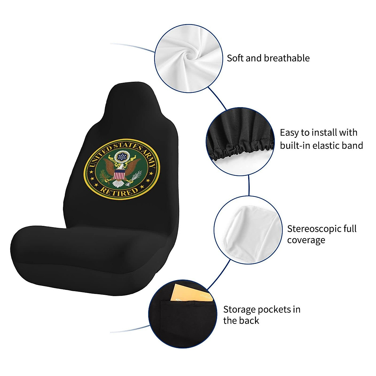 OSUKI Army Retired Car Seat Covers, Universal Fit for Auto Truck Van SUV, Easy Install