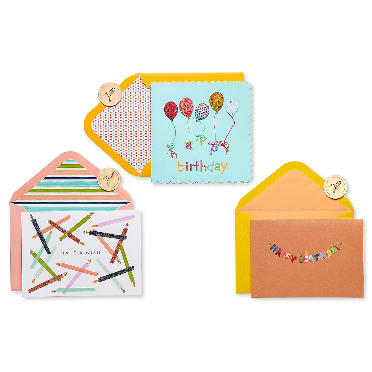 Papyrus Birthday Card Assortment, Balloons and Candles (3-Count)