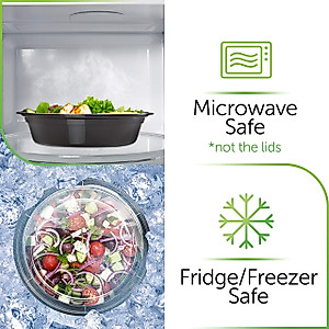 PrepNaturals Reusable Plastic Containers with Lids, 10 Pack, Black, Meal Prep Bowls, Lunch Containers, BPA, PVC and Phthalate Free, Microwave and Freezer Safe