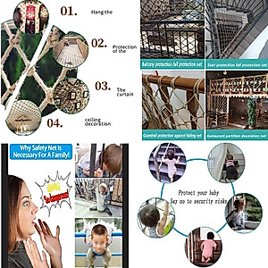 KACQIHTU Hemp Rope Net Child Safety Net Rope Fence Stairs Balcony Railings Garden Playground Safety Protection Rope Netting Climbing Net for Kids