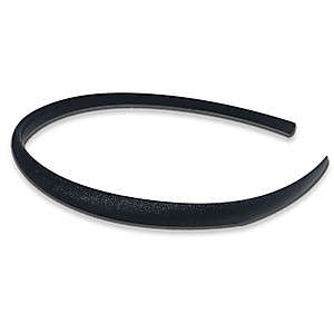 Suyegirl 20Pcs Women's Fabric Covered Satin Headbands 1CM Wide Black Ribbon Head Bands Girl's Black Headband Thin Hard Hairbands DIY Hair Pieces Accessories