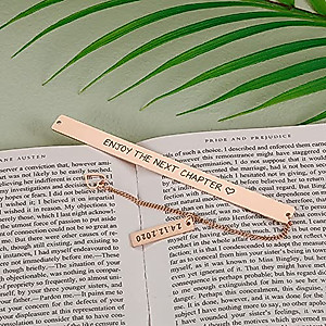 Custom Bookmark With Heart Chain for Book Lover Personalized Inspirational Retirement Gifts for Boss Coworker Leaving Promotion Gift Graduation Birthday Valentine Day Gifts for Boy Girl Teen Mom Black
