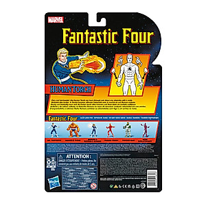Marvel Hasbro Legends Series Fantastic Four Retro Human Torch 6-inch Action Figure Toy, Includes 5 Accessories