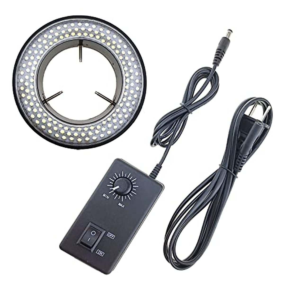 QAREQU 144 LED Ring Light External Adjustable Dimmer Adapter for Camera Microscope Brightness