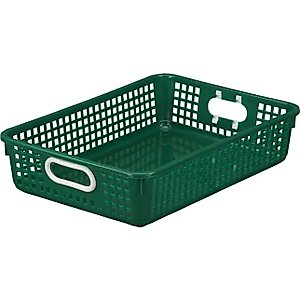 Really Good Stuff Plastic Desktop Paper Storage Basket, Available in 17 Colors (1 Basket) – 14¼" by 10" by 3¼" – Plastic Mesh Basket with Handles Keeps Papers Crease-Free and Secure
