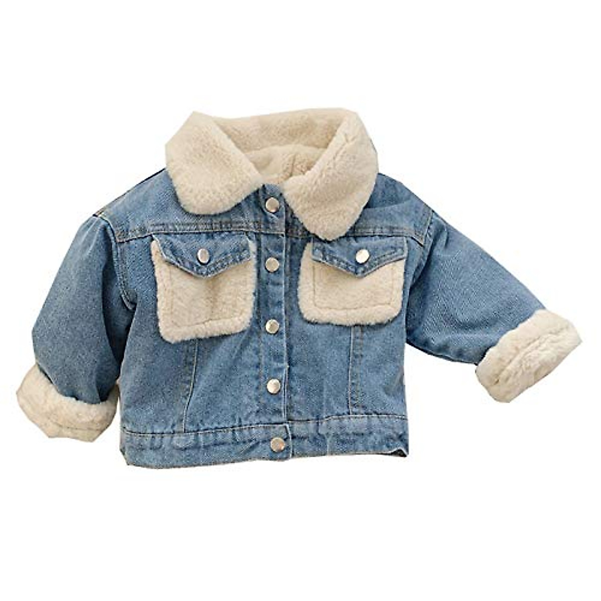 Moru Infant Baby Toddler Girl Boy Winter Casual Thick Fleece Lined Denim Jacket Warm Jean Coat Outwear (Blue, 3T)