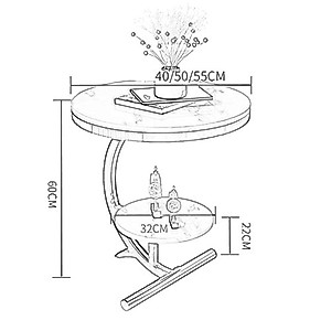 Articles for daily use C Shaped Marble Double Layer Coffee Table Bedside Table, Living Room Bedroom Office Coffee Table Sofa Round Table Snack Table
