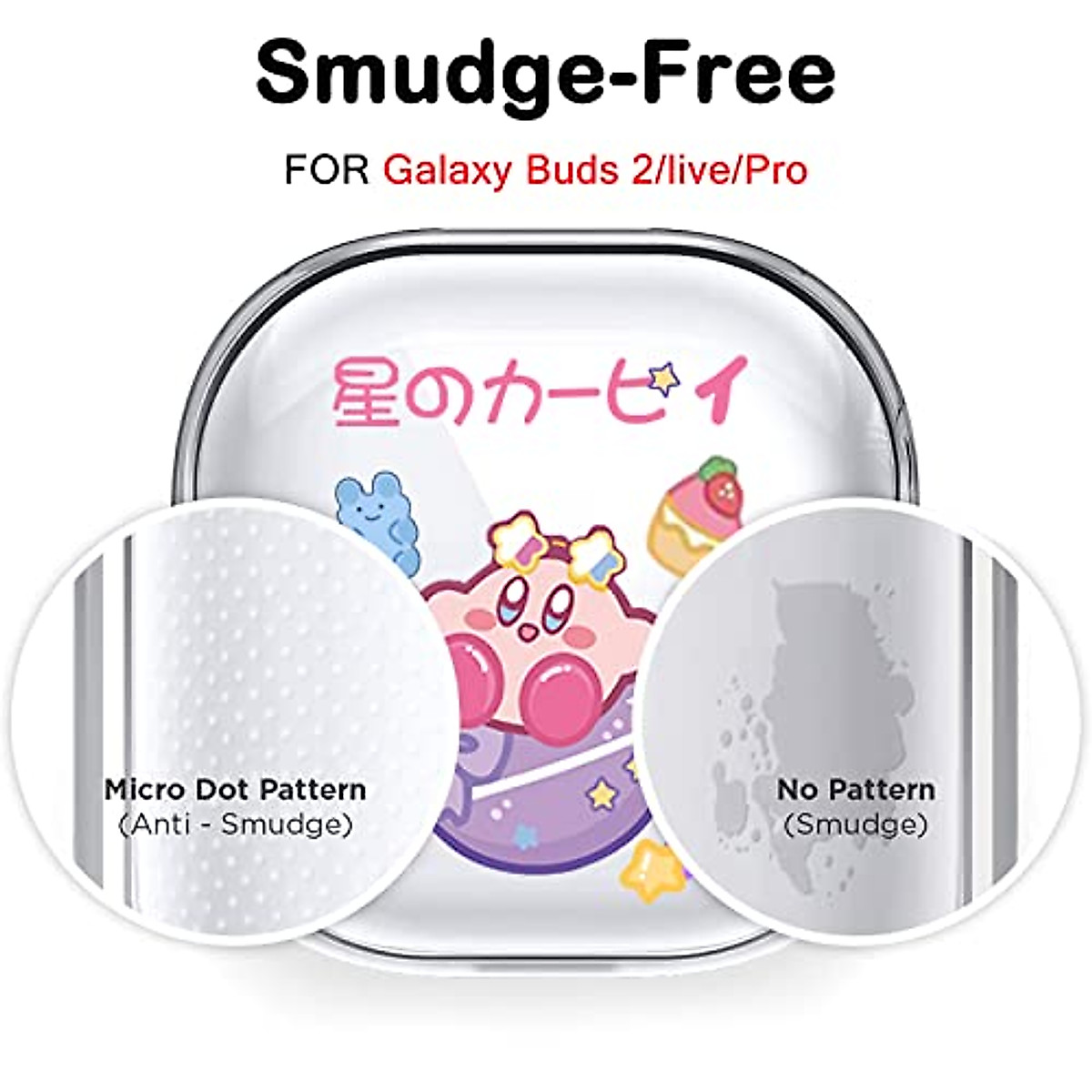 Cute Anime Case Cover for Samsung Galaxy Buds 2 Pro (2022) /Galaxy Buds 2/Buds Pro Case/Buds Live Case with Pink Ball Keychain for Women Girls Kids Teens Clear Cartoon Pattern Soft TPU Cover