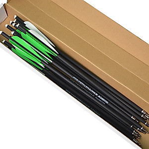 MILAEM 16/17/18/20/22 Inch 12 Pack Carbon Crossbow Bolts Hunting Practice Crossbow Arrows with Moon Nocks and 100 Grain Removable Tips (Green, 16 Inch)