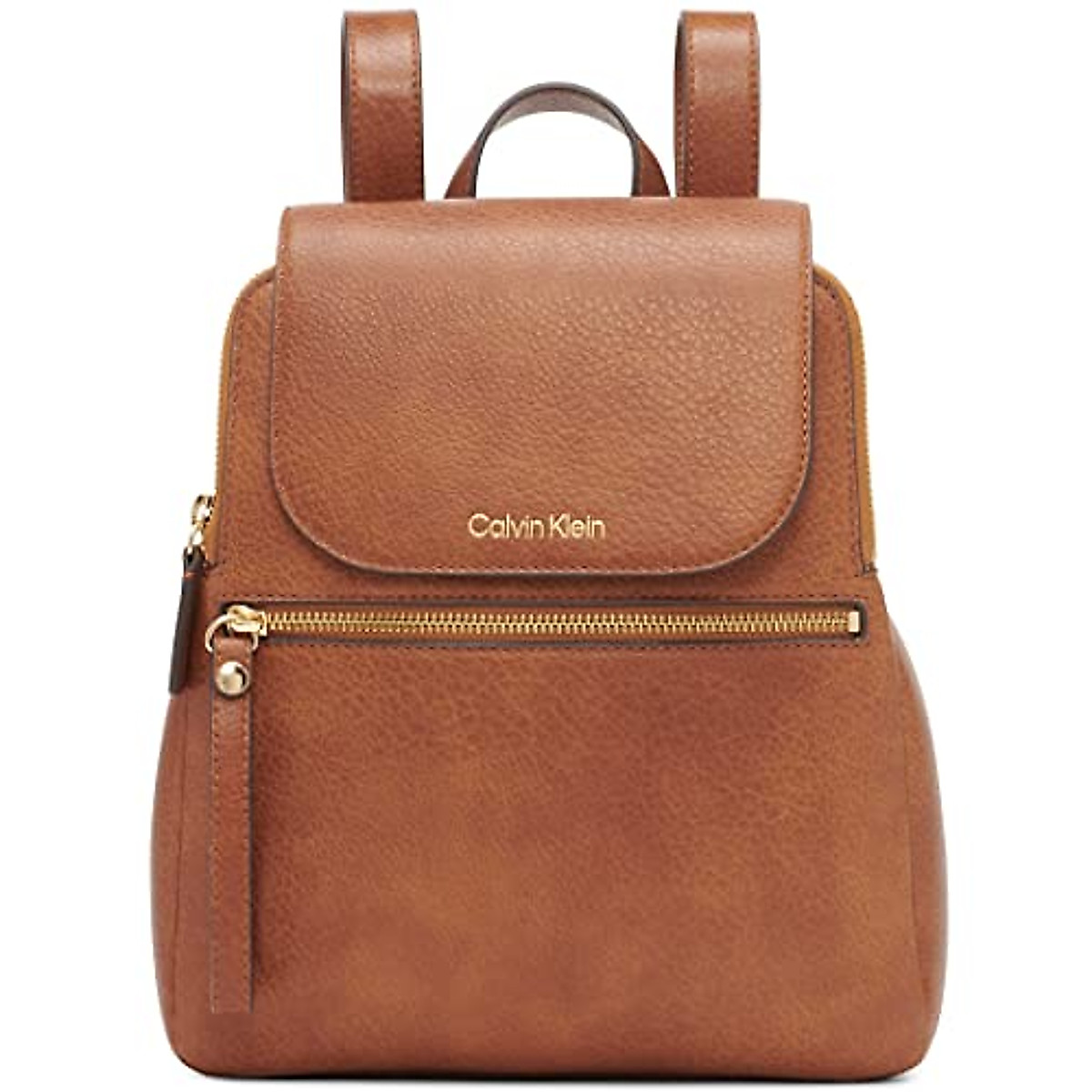Calvin Klein Reyna Novelty Key Item Flap Backpack, Caramel Combo, One Size