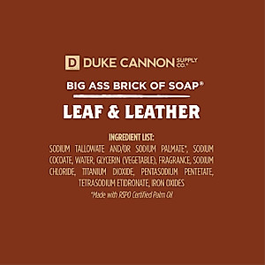 Duke Cannon Supply Co. Big Brick of Soap Bar for Men Leaf + Leather (Amber & Woodsy Scent) Multi-Pack - Superior Grade, Extra Large, Masculine Scents, All Skin Types, Paraben-Free, 10 oz (3 Pack)