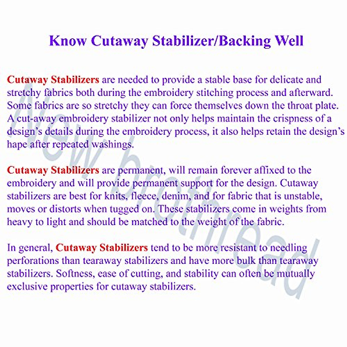 New brothread Cut Away Machine Embroidery Stabilizer Backing 8"x8" - 100 Precut Sheets - Medium Weight 2.5 Ounce - Fits 4x4 and 6x6 Hoops