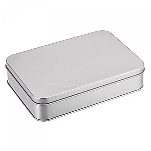 uxcell Metal Tin Box, 5pcs 6.3" x 4.33" x 1.38" Rectangular Empty Tinplate Storage Containers with Lids, Silver Tone