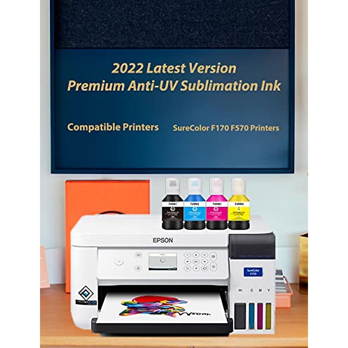 4x140ml T49M Autofill Sublimation Ink for Epson SureColor F170 F570 Dye-Sublimation Printer（T49M1 T49M2 T49M3 T49M4 4 Pack）