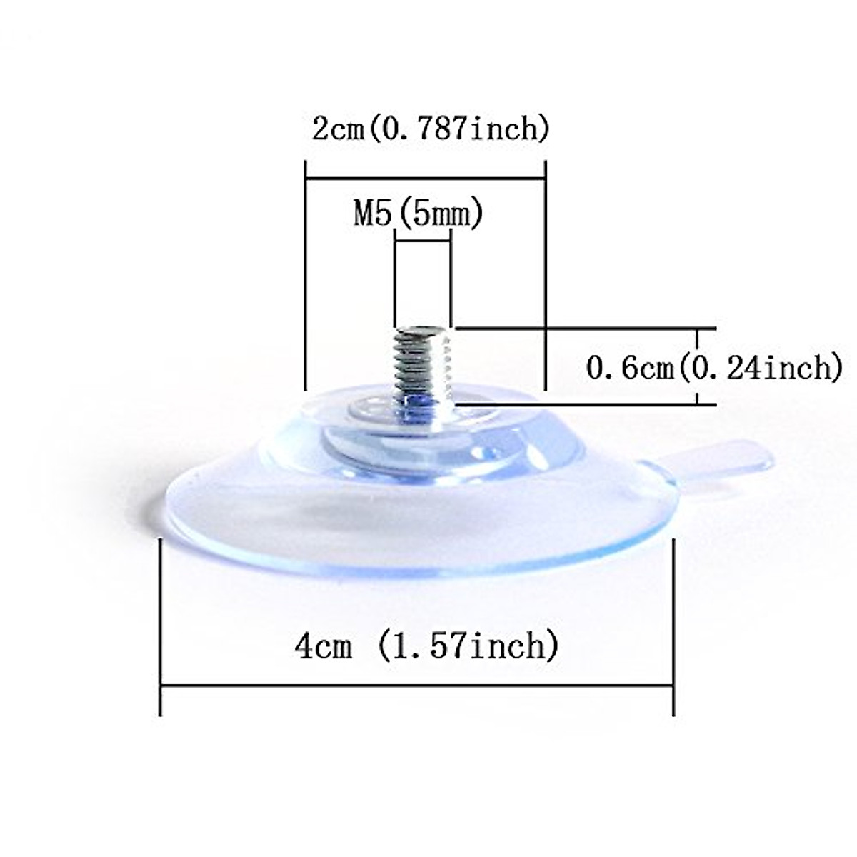 DANXQ Clear PVC M5 Thread Screw Suction Cup with Cap Nut, Diameter 4 CM 1.57 Inch,6 PCS,Recommended (M5-D4 CM)