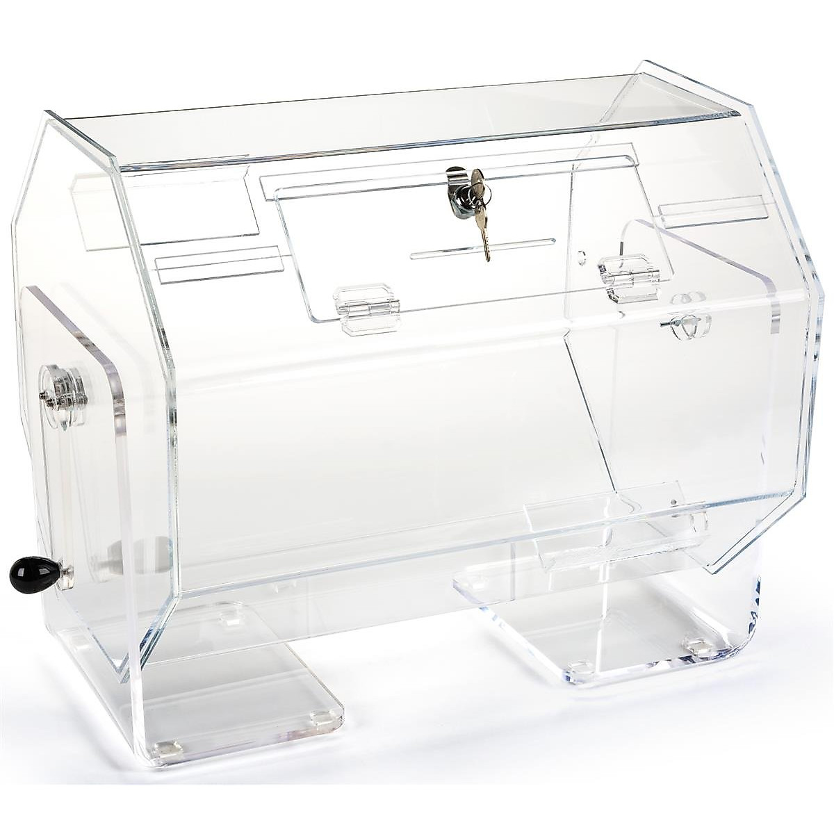Clear Plexiglas Raffle Drum with Locking Hinged Door for Countertop Usage - Medium