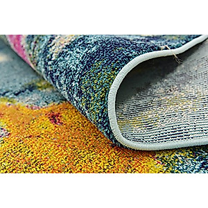 Unique Loom Positano Collection Coastal Modern Bright Colors Starfish Navy Blue Area Rug (8' x 10')