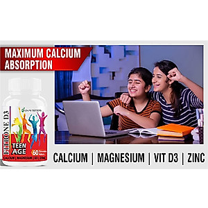 Minton Well-C Fitbone d3 Calcium for Kids Teenagers with Magnesium Zinc Vitamin D and B12 for Strong Bones | Immunity | Growth | Height (10-16 Years)-60 Chewable Tablets