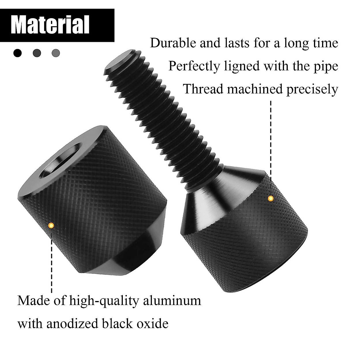 Two Hole Pin Set 1-1/8", for 6061 Aluminum Lightweight 2 Hole Pin Set with Anodized Oxide Black Finish