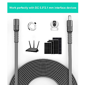 Itramax 30ft 12V DC Extension Cable 2Pack,Power Supply Extension Cord 2.1mm x 5.5mm 5521 DC Adapter Flat Female to Male Extender Wire for IP Network,CCTV Security Camera,DVRs,5V,9V,24V,Volt,25