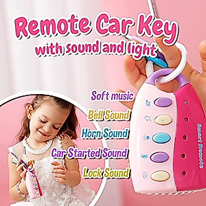 Peertoys Kids Makeup Kit Girls Purse - Cute Pretend Cosmetics Mini Bag Toy Cell Phone Wallet Money Credit Card Accessories Kit Gifts Baby Girl Princess Toddler Ages 3,4,5,6,7,8,9,10,11,12 Years Old