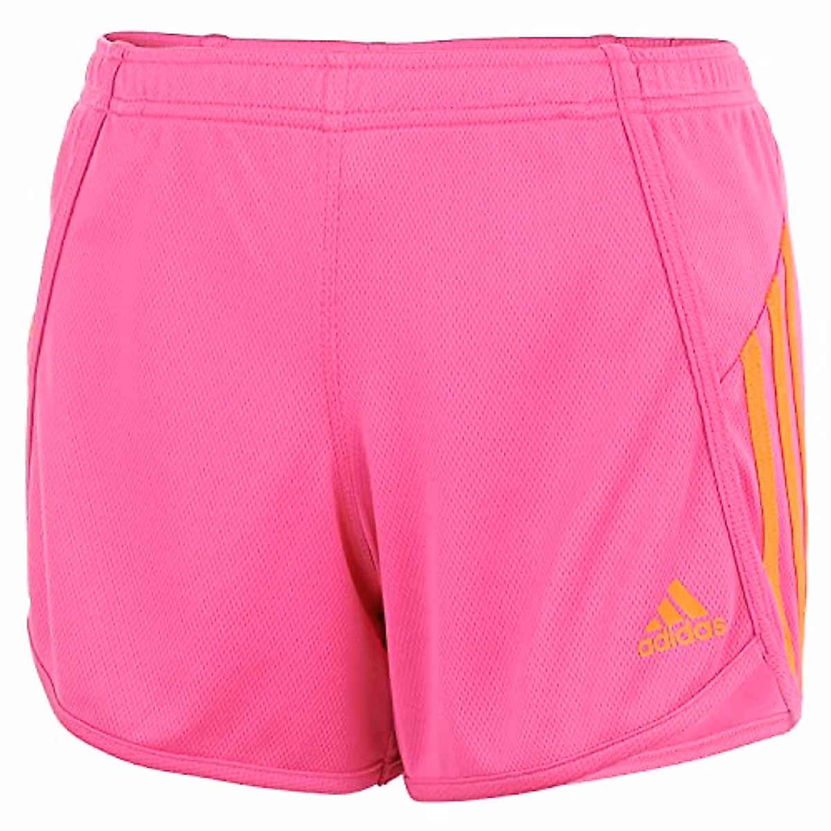 adidas Girls' Stripe Mesh Shorts, Screaming Pink, Large