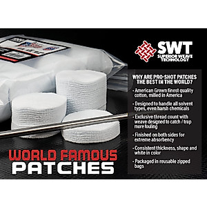 Pro Shot Products .22-.270 Caliber 1 1/8-Inch SQ. 500 Count Patches, White (1 1/8-500)