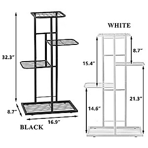 JEPRECO Metal Plant Stand 4 Tier 5 Potted, Multiple Flower Pot Holder Shelves Organizer Rack for Garden Balcony Patio Living Room Indoor Outdoor, White