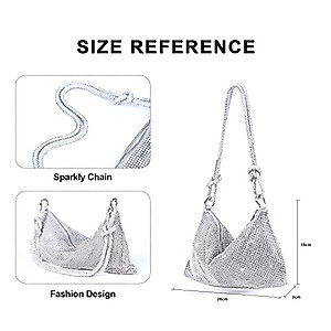 Rhinestone Purse for Women Chic Bling Evening Handbag Shiny Hobo Bag Sparkly Shoulder Bag for Party Wedding Dinner