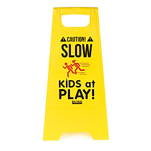 Caution Slow Kids at Play Child Safety & Slow Down Signs Double-Sided Neighborhoods, Schools, Day Cares Yellow Pack of 4