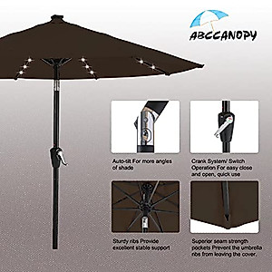 ABCCANOPY Durable Solar Led Patio Umbrellas with 32LED Lights 9FT (Brown)