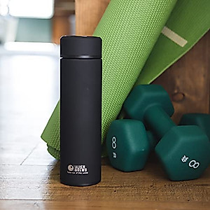 Smart Travel Mug with LCD Touch Screen (Space Black) Smart Water Bottle with LED Temperature Display - Tea Infuser - Travel Coffee Mug-17oz Insulated Water Bottle - Flask for hot and cold drinks