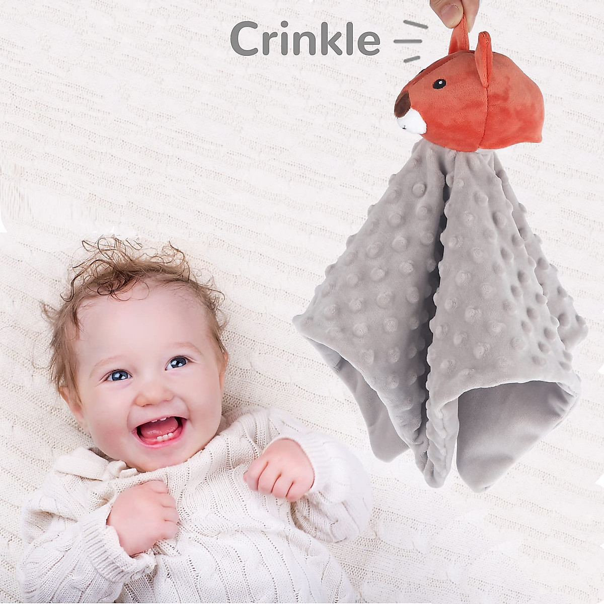 Baby Security Blankets Fox and Puppy for Newborn Babies 2 in 1 Stuffed Animals Gift for Toddler and Infant Super Soft Minky Dot Fabric 15 Inch