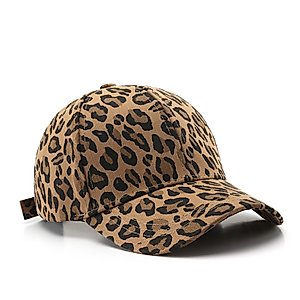 AULPEE Women's Baseball Cap,Low Profile Leopard Print Adjustable Hat,Vintage Baseball Hat (Dark Leopard)