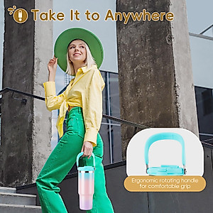 VUSIGN 30 oz Tumbler with Handle and Flip Straw, Stainless Steel Vacuum Insulated Water Bottle Travel Mug Thermal Cup for Home, Office, Car, Outdoors, Sports, Carnival