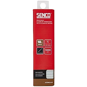 SENCO AX08EAAR 1/2" 18 Gauge Brad Nails, Galvanized Finish 1,000 Count Pack