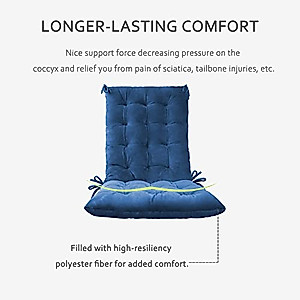 ELFJOY Solid Color Cozy Sanding Fabric Rocker Cushion Set - Chair Pads Set (Navy)