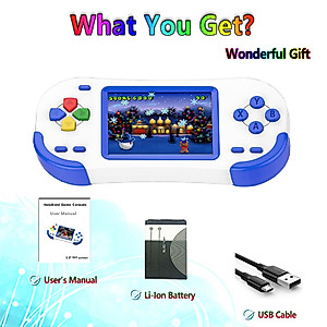 Douddy Retro Handheld Game Console for Kids 4-12 with Build in 218 Puzzle Leisure Video Games Rechargeable 3.0'' Screen Electronics Gaming Player Toys Birthday Gift for Boys Girls (Blue)