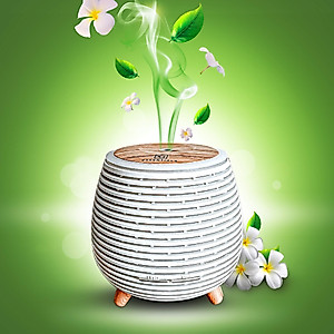 Aromatherapy Essential Oil Wooden Grain Diffuser with Auto Shut-Off Function | Cool Mist Humidifier for Yoga Spa Office Bedroom Home | 120ml (White)