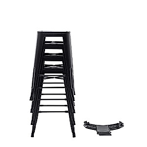 Apeaka 26 inch Metal Bar Stools Set of 4 Modern Counter Height Stools with Backs Low Back Bar Chairs for Indoor Outdoor Matte Black