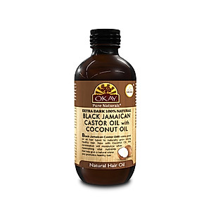 OKAY | Extra Dark 100% Natural Black Jamaican Castor Oil with Coconut Oil | For All Hair Textures & Skin Types | Grow Strong Healthy Hair - Moisturize & Revitalize Skin | 4 Oz