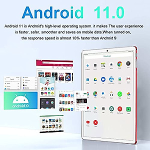 DUODUOGO Android 11 Tablet 2 in 1, 10 Inch Tablet, Tablet with Keyboard, 4GB RAM 64GB ROM, 1280x 800 HD IPS, Dual Camera, 6000mAh, Bluetooth, OTG, 2.4G+5G WiFi Tablet PC, DGO-T30