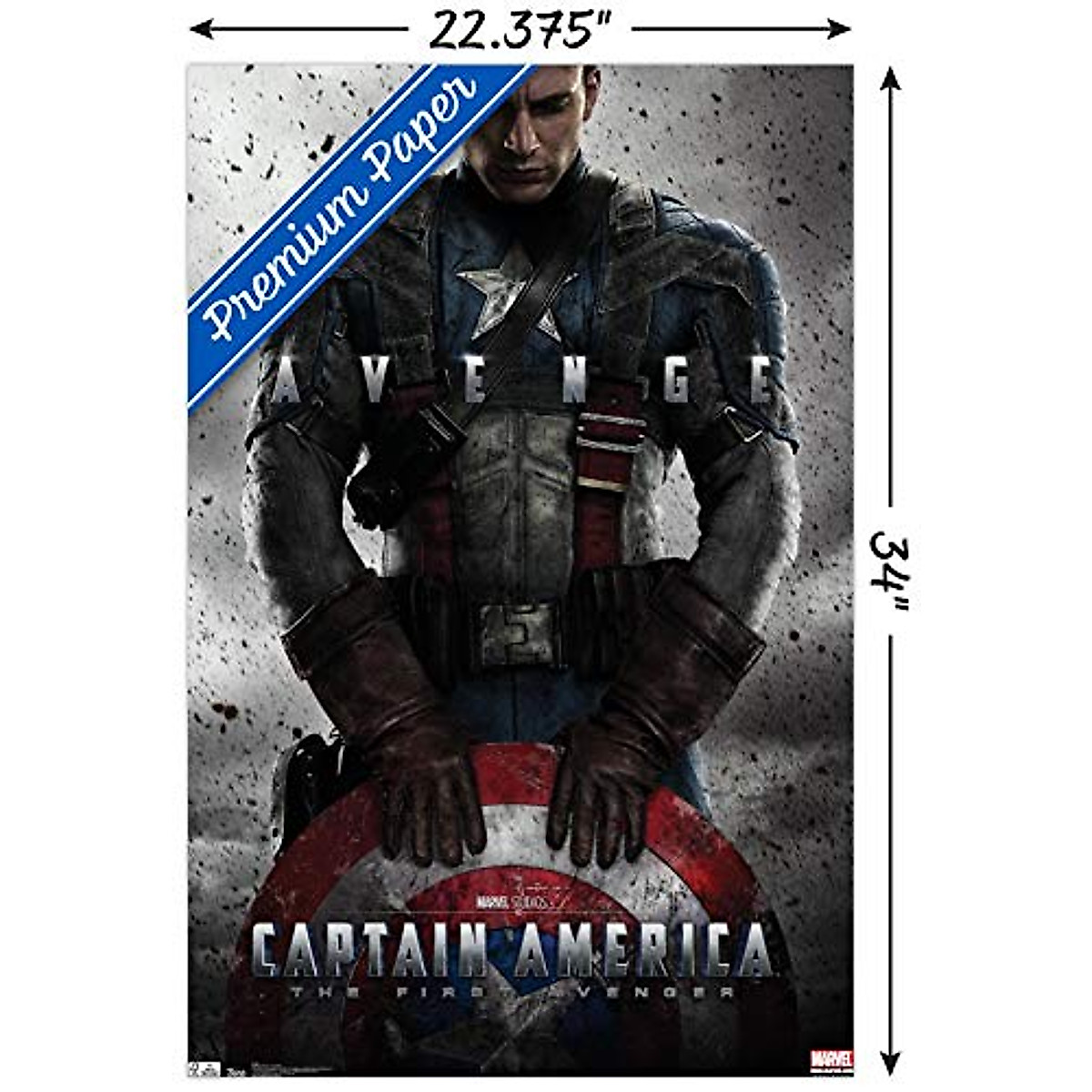 Trends International Marvel - Captain America - The First Avenger - One Sheet Wall Poster, 22.375" x 34", Premium Unframed Version
