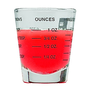 Kolder Mini Measure Heavy Glass, 20-Incremental Measurements Multi-Purpose Liquid and Dry Measuring Shot Glass, Black
