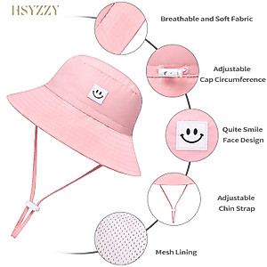 Baby Sun Hat Smile Face Toddler UPF 50+ Sun Protective Bucket hat Nice Beach hat for Baby Girl boy Adjustable Cap Pink