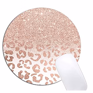 Rose Gold Glitter Ombre Mouse Pad Round Non-Slip Rubber Mousepad Laptop Office Computer Decor Cute Desk Accessories Customized Design Mouse Pad