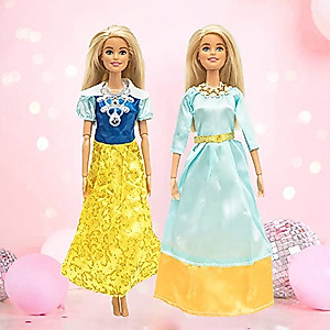 ONEST 30 Pieces Princess Doll Clothes and Accessories for 11.5 Inch Girl Doll Include 10 Pieces Princess Dresses, 10 Pairs Shoes and 10 Pieces Necklaces - Litter Girls Gift